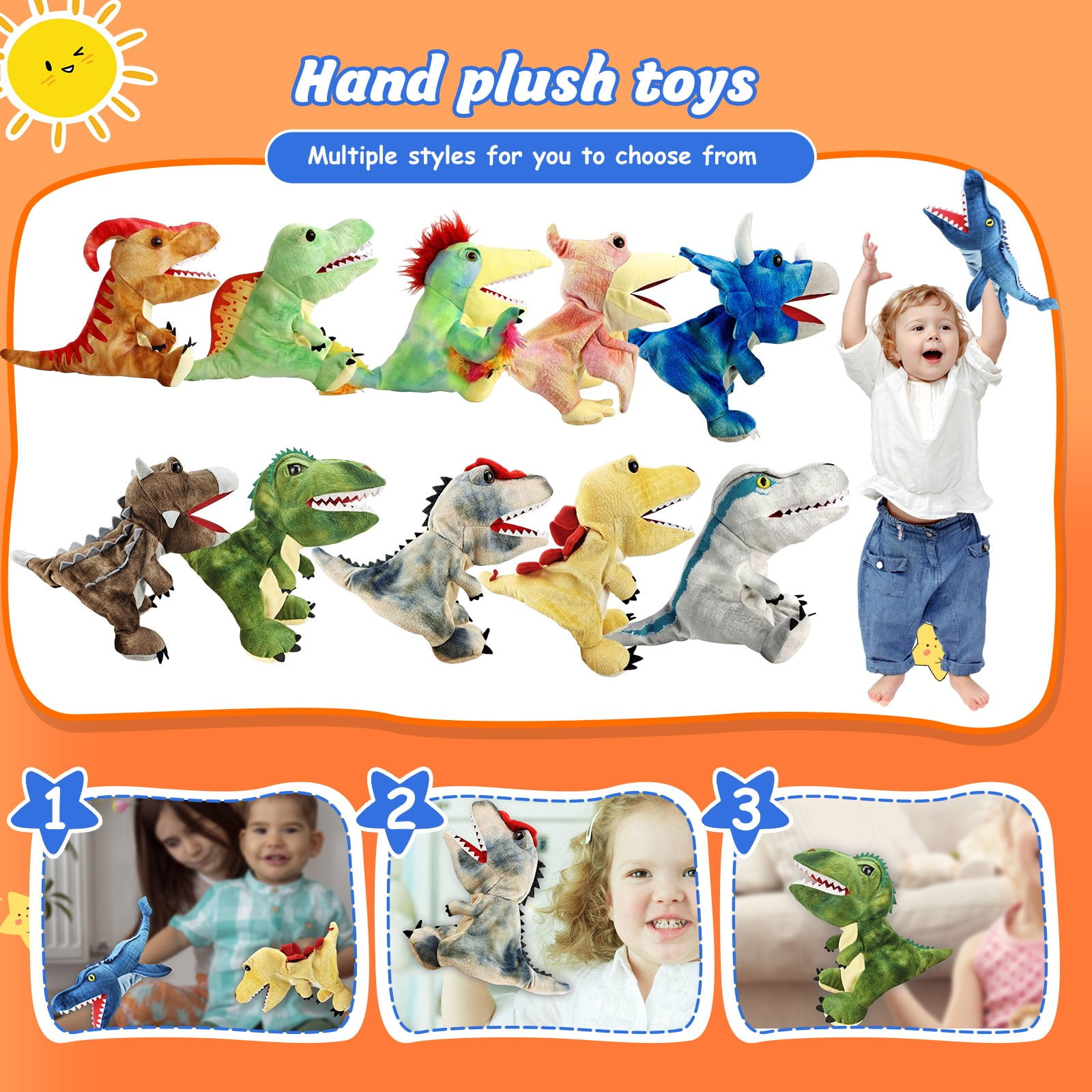 Set Of 5 Sea Animal Hand Puppets With Movable Mouths 5-Piece Sea Animal ...