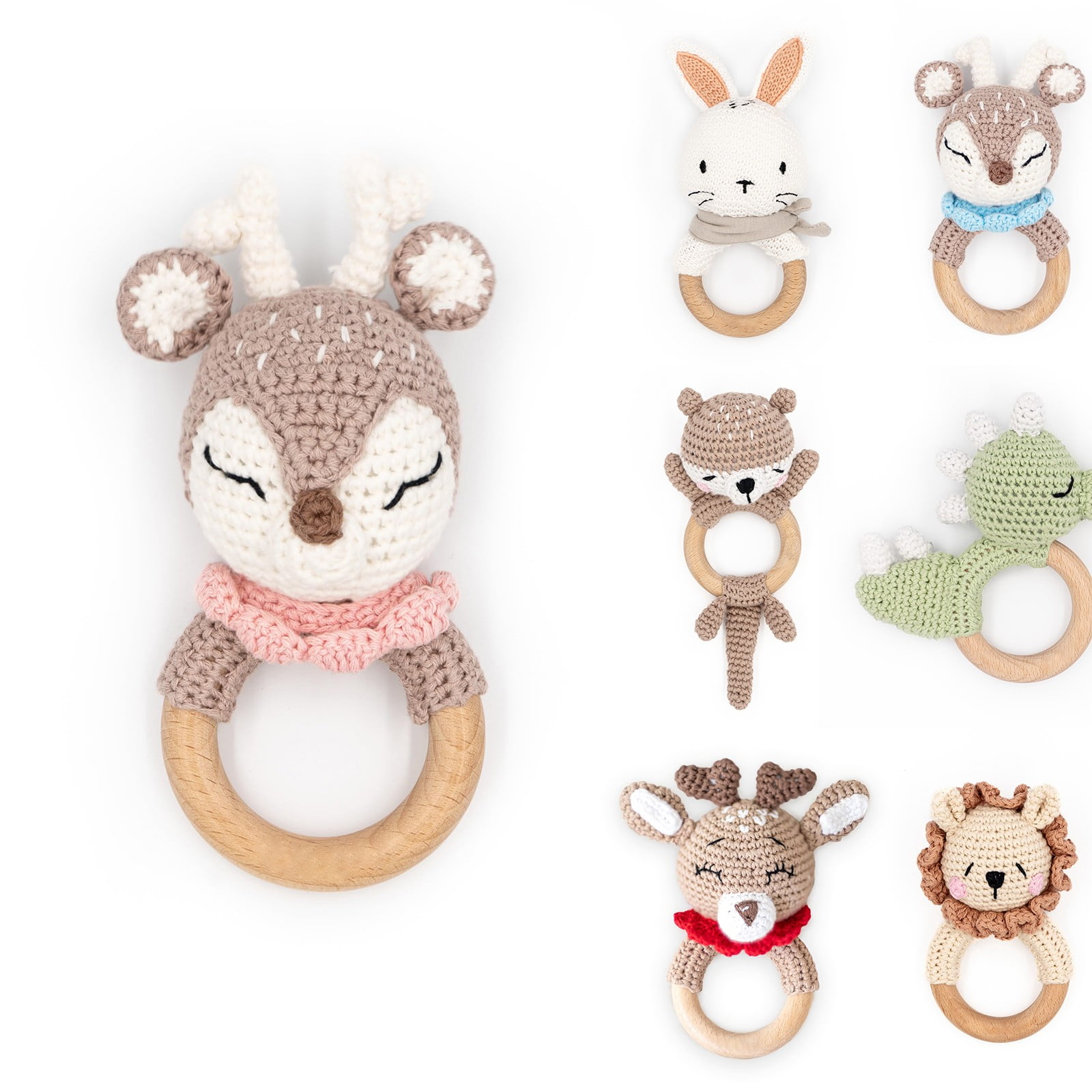 Aeshufy Baby Rattles, Baby Rattle, Newborn Toys, Wooden Teethers for ...