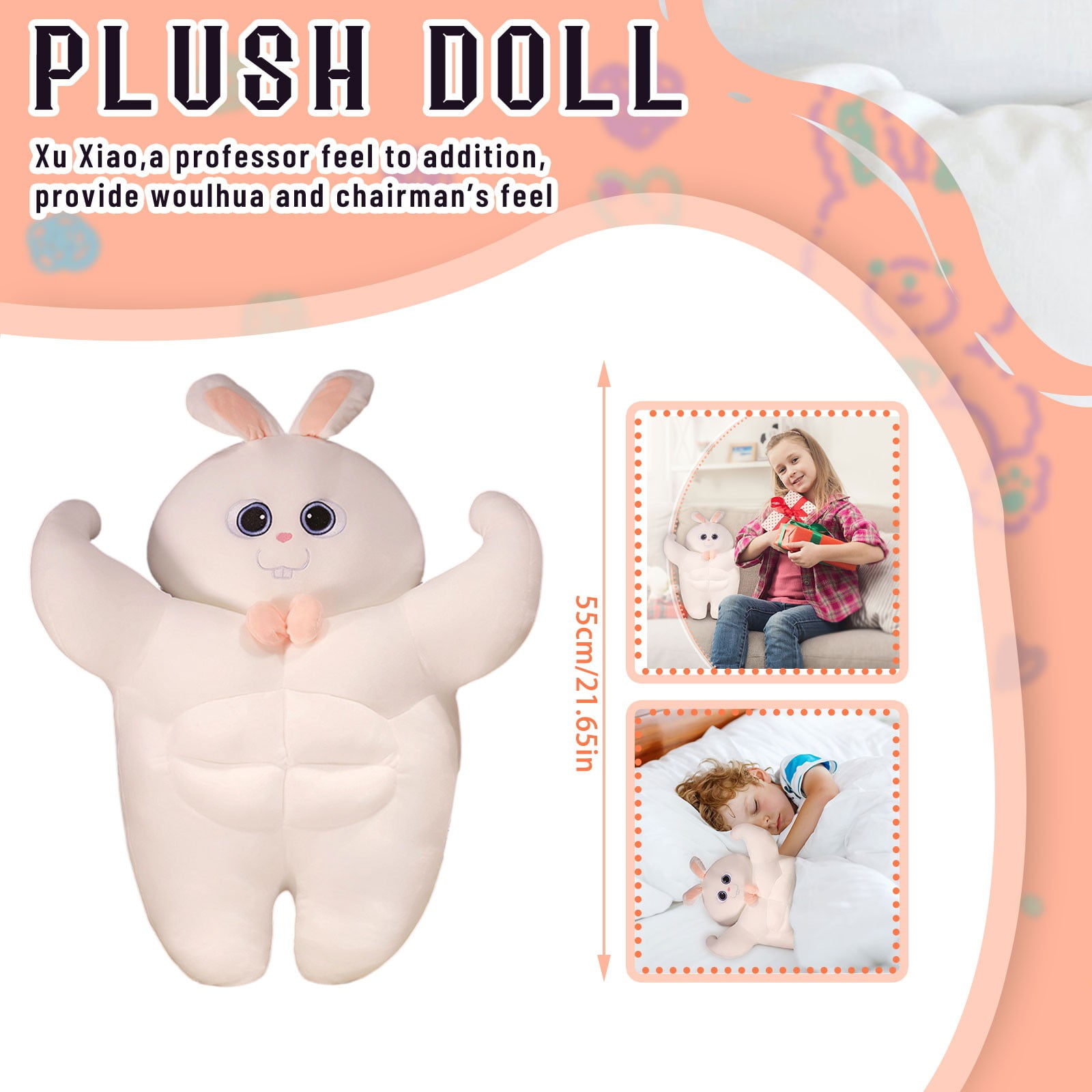 Aeshufy Big Bunny Stuffed Animal, Muscle Bunny Easter Plush 22in Rabbit ...