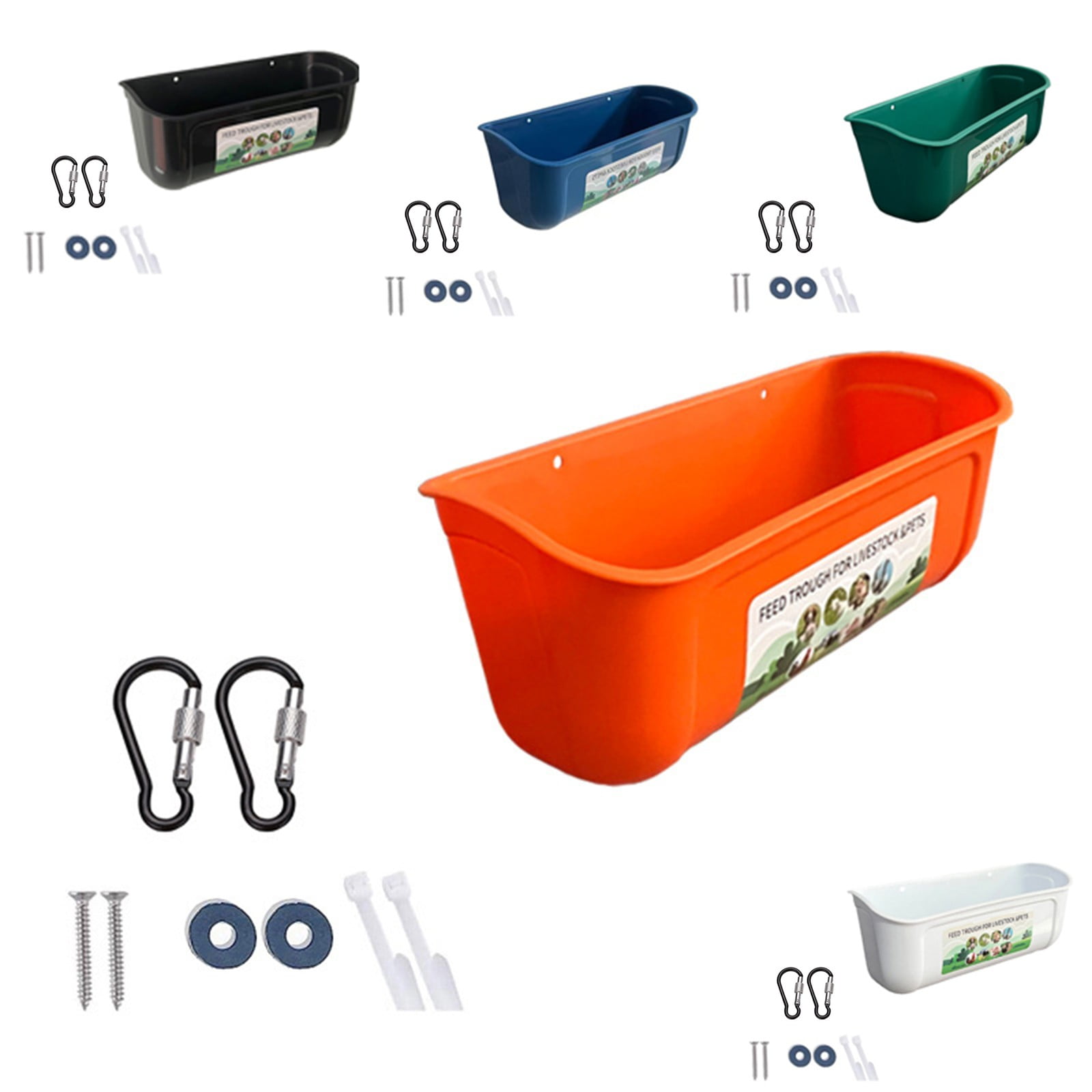 Aeshufy Hanging Chicken Feeder, Hanging Fence Feed Trough with Clips ...