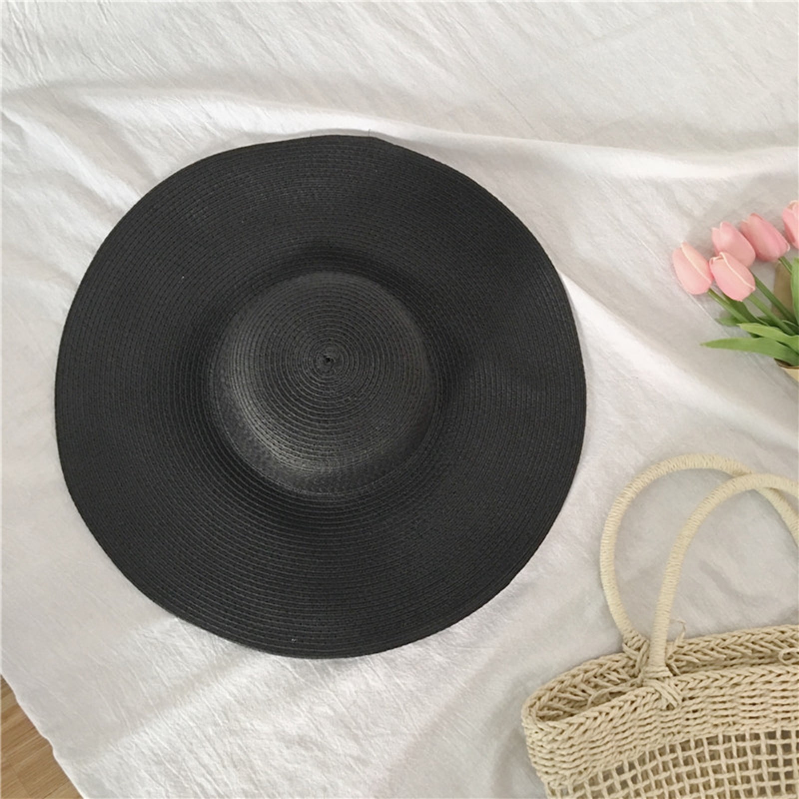 Aeshufy Packable Straw Hat UV Protection Hat Large Brim Hat Beach Straw ...