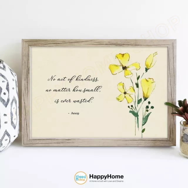Aesop Quote Wall Art No Act Of Kindness Is Ever Wasted Prints Art Decor ...