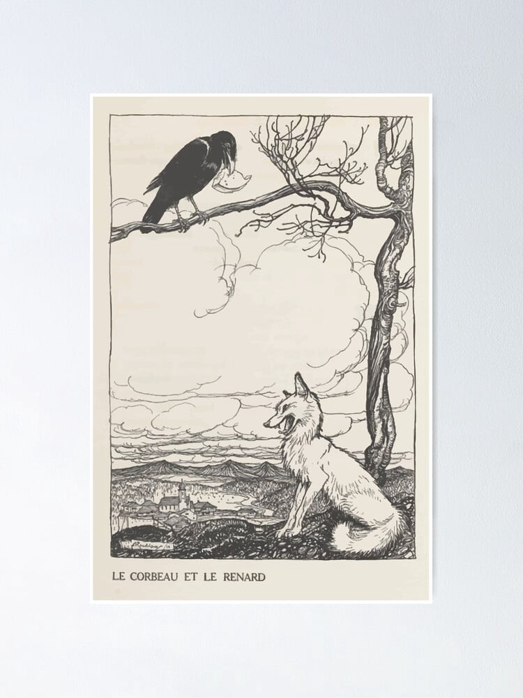 Aesop's Fables art by Arthur Rackham 1913 0026 The Fox and the Crow ...