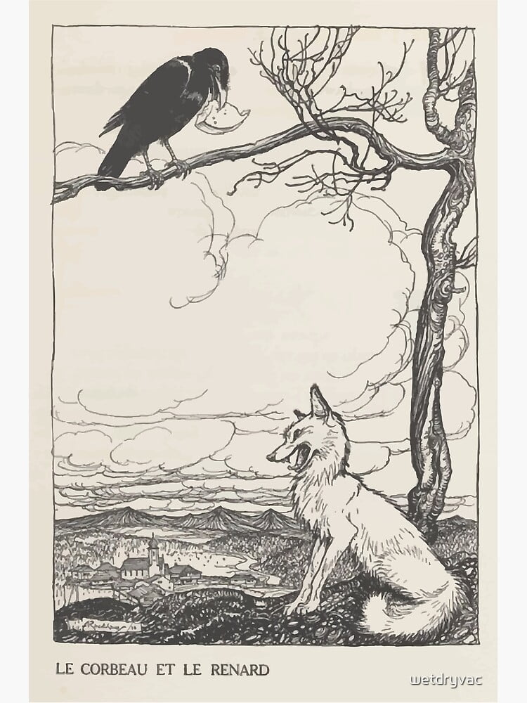 Aesop's Fables art by Arthur Rackham 1913 0026 The Fox and the Crow ...