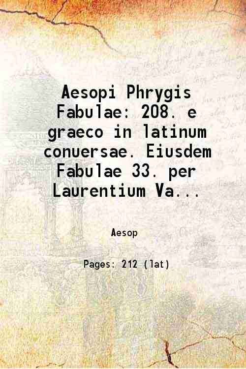 Aesopi Phrygis Fabulae 1513 [Hardcover] - Walmart.com