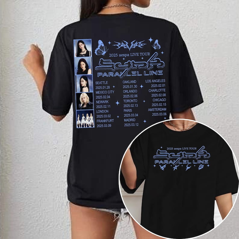 Aespa Synk: Parallel Line World Tour 2025 T-shirt, Aespa Whiplash Album ...