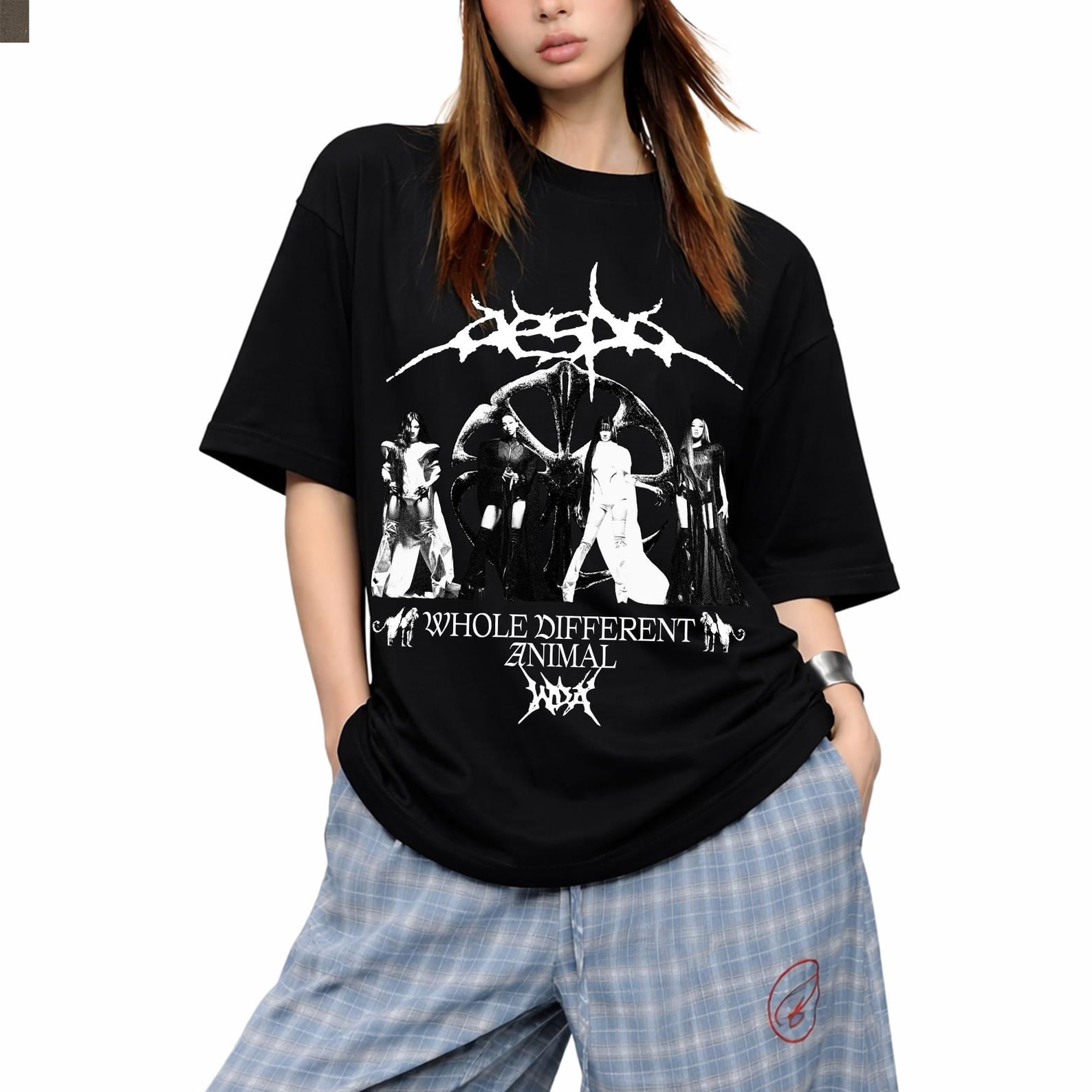 Aespas W-DA Whole Different Animal Graphic T-Shirt, Vintage Music Theme ...