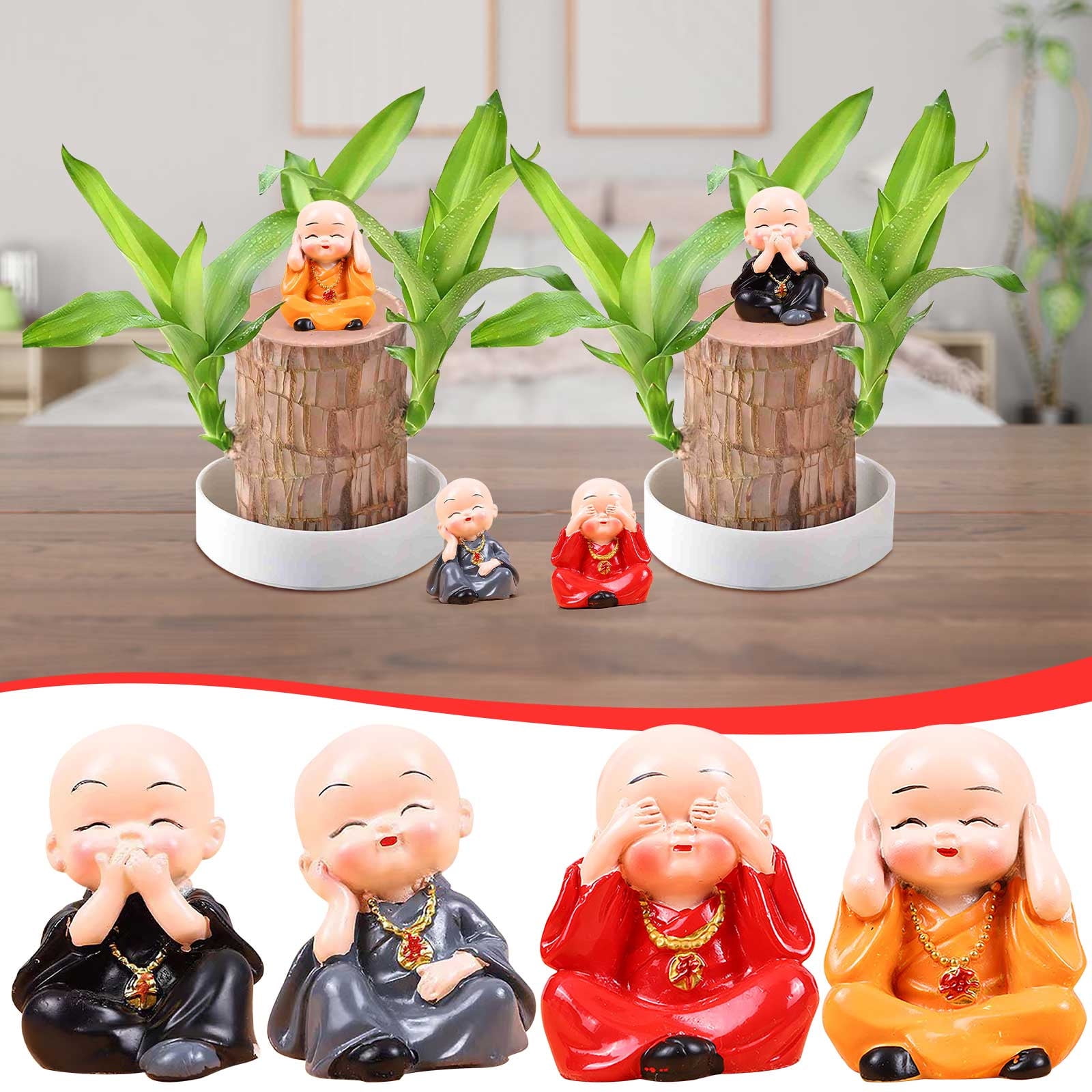Aespoir Cute Little Monks Figurine, No Evil Statue Wealth Lucky ...