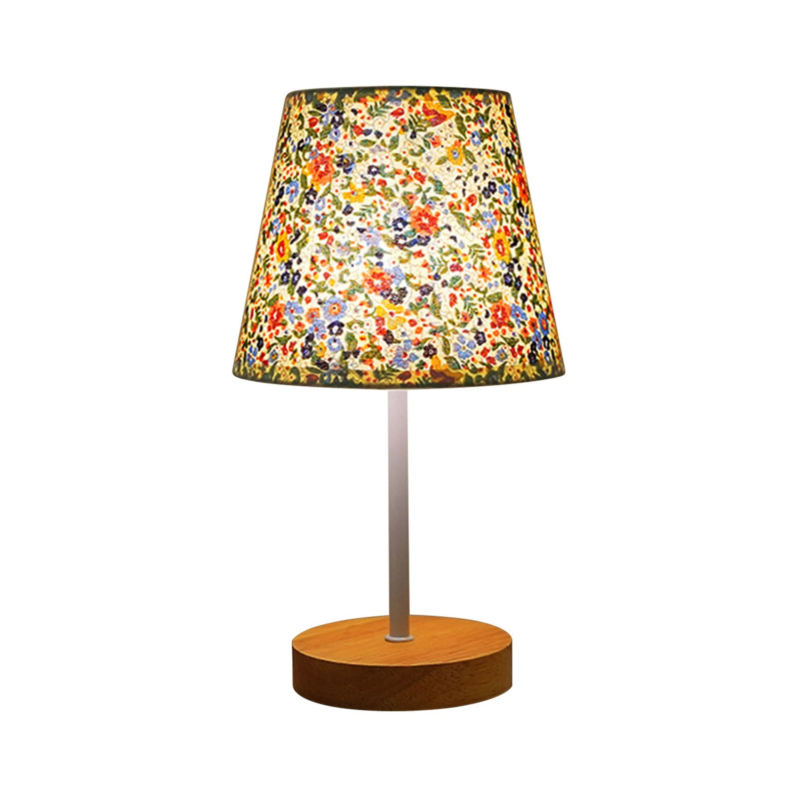 Aespoir Flowers Small Table Lamp, Solid Wood Fabric Usb Small Desk Lamp ...