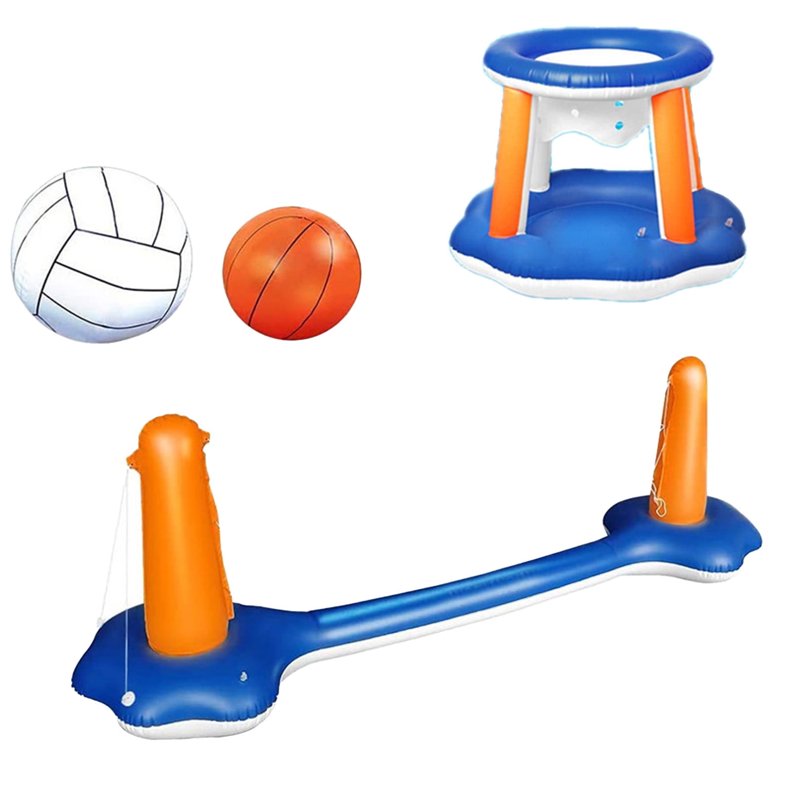 Aespoir Inflatable Pool Float Set Volleyball Net & Basketball Hoops ...