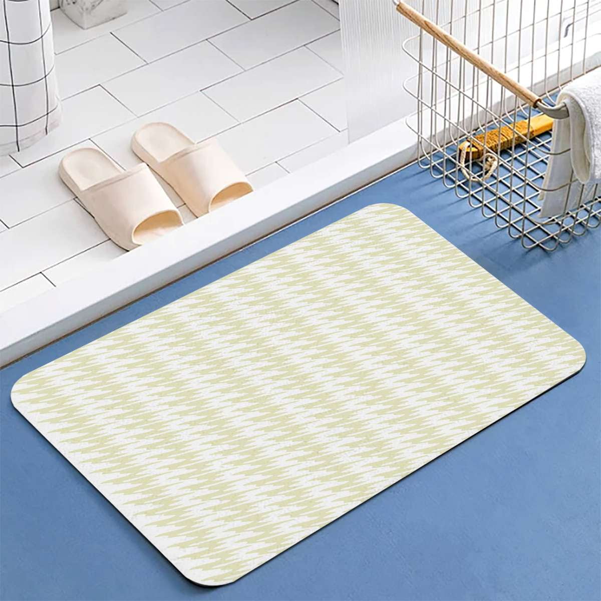 Aesthetic 0Yster White And White Ripple Diatomite Bath Mats Bathroom ...