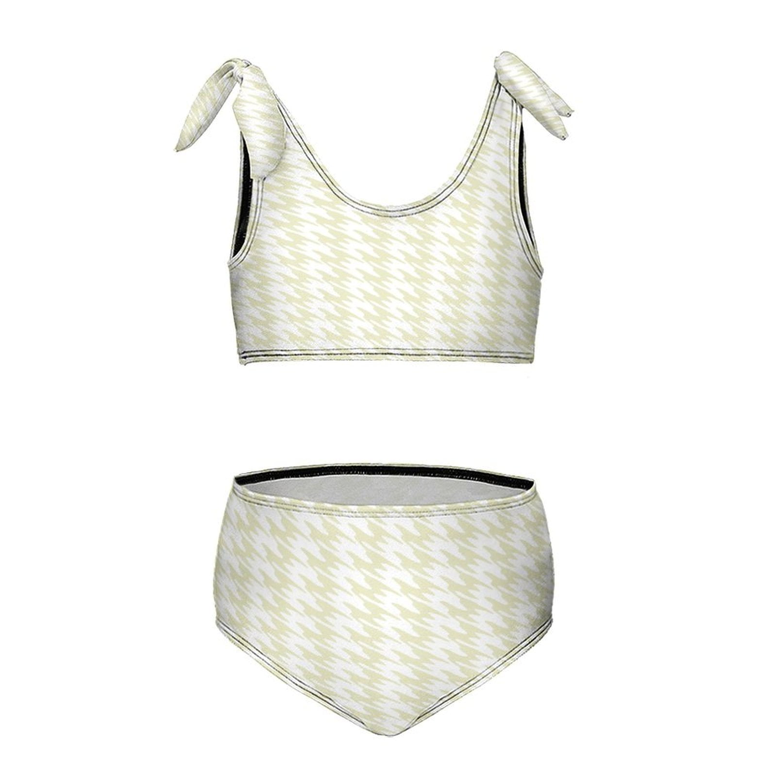 Aesthetic 0yster White And White Ripple Girl's 2 Piece Bikini Set Beach ...