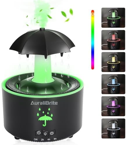 Aesthetic 2-in-1 Humidifier Oil Diffuser with 360° Rotating Raindrop ...