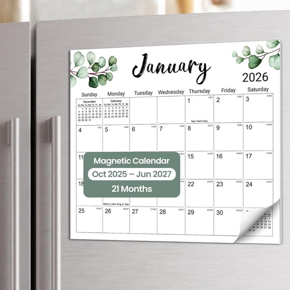 Aesthetic 2025-2026 Magnetic Calendar for Refrigerator, 21-Month Fridge ...