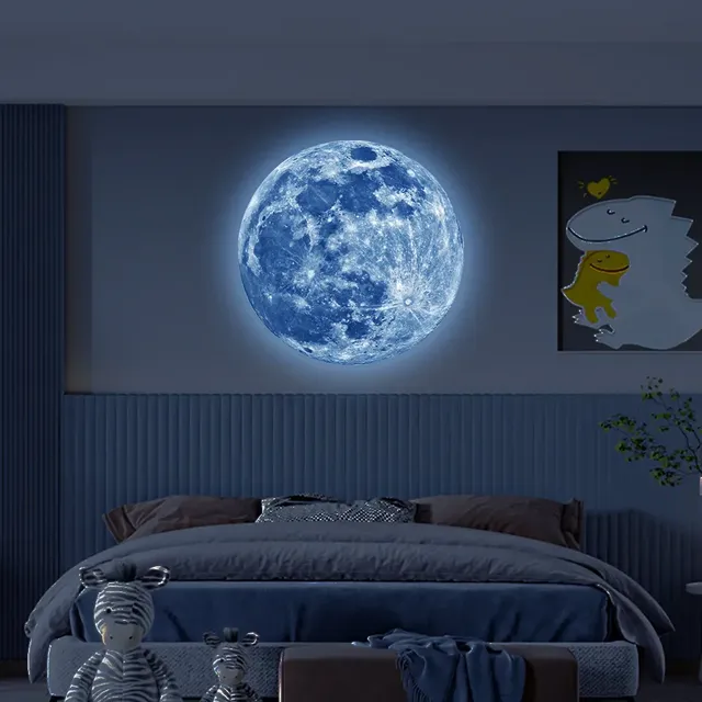Aesthetic 3D Luminous Moon Wall Sticker Glow in The Dark Fluorescent ...