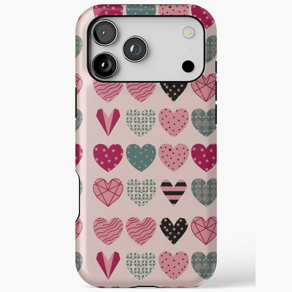 Aesthetic Abstract Hearts Grid Art iPhone Case 17 11 12 13 14 15 16 Pro ...