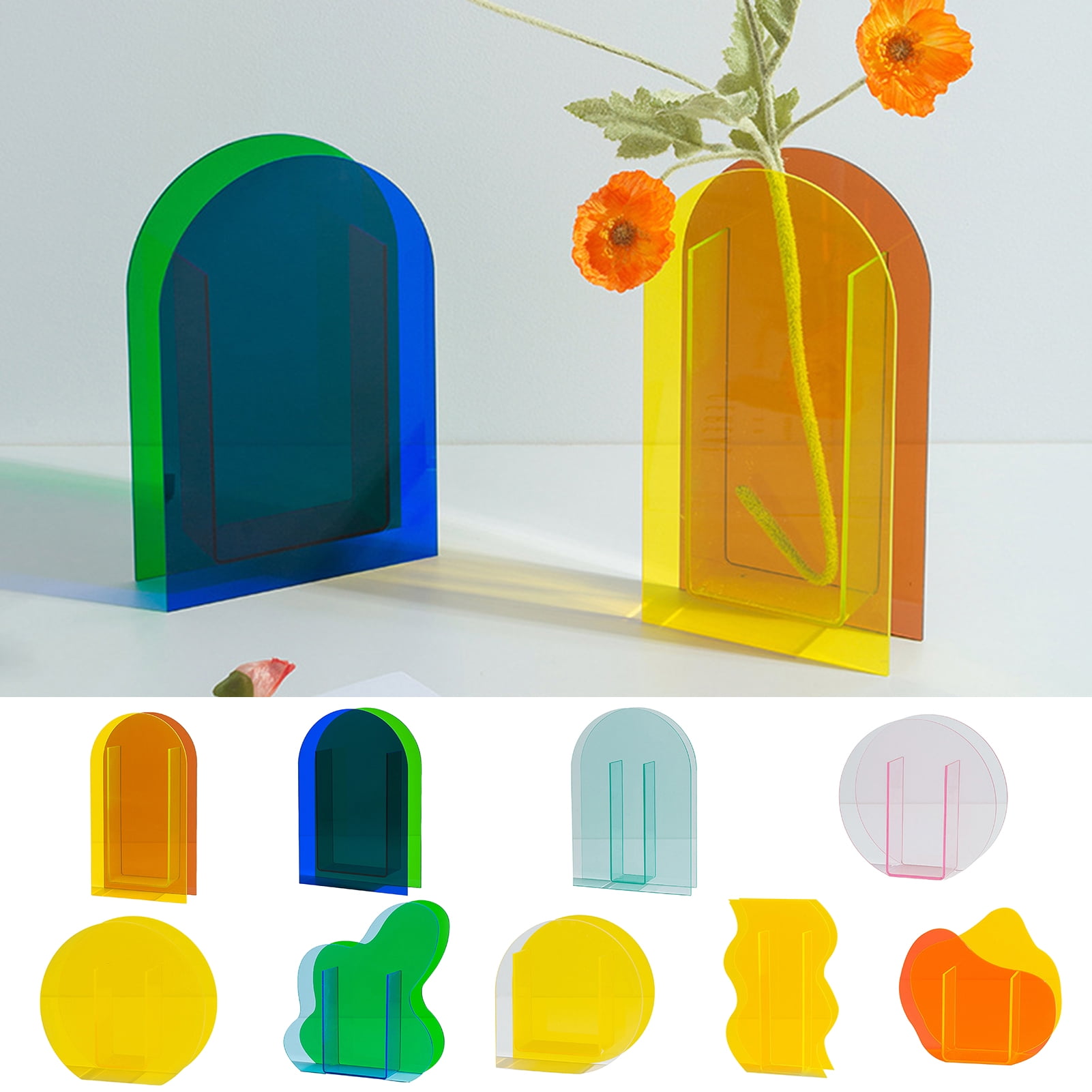 Aesthetic Acrylic Arched Irregular Wavy Clear Transparent Flower Vase ...