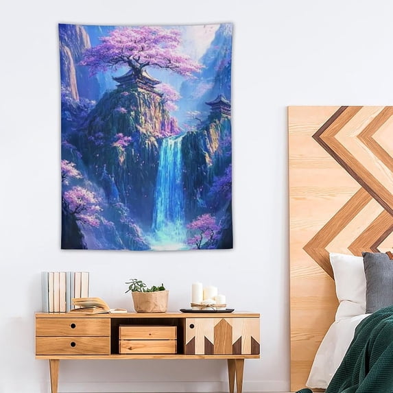 Aesthetic Anime Landscape Wall Tapestry With Pavilion and Cherry ...