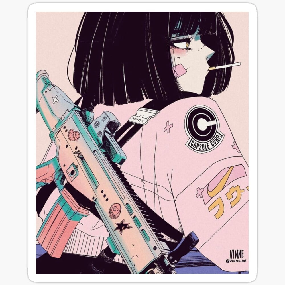 Aesthetic Anime Manga Girl Sticker Phone Decal Water Bottle Stickers ...