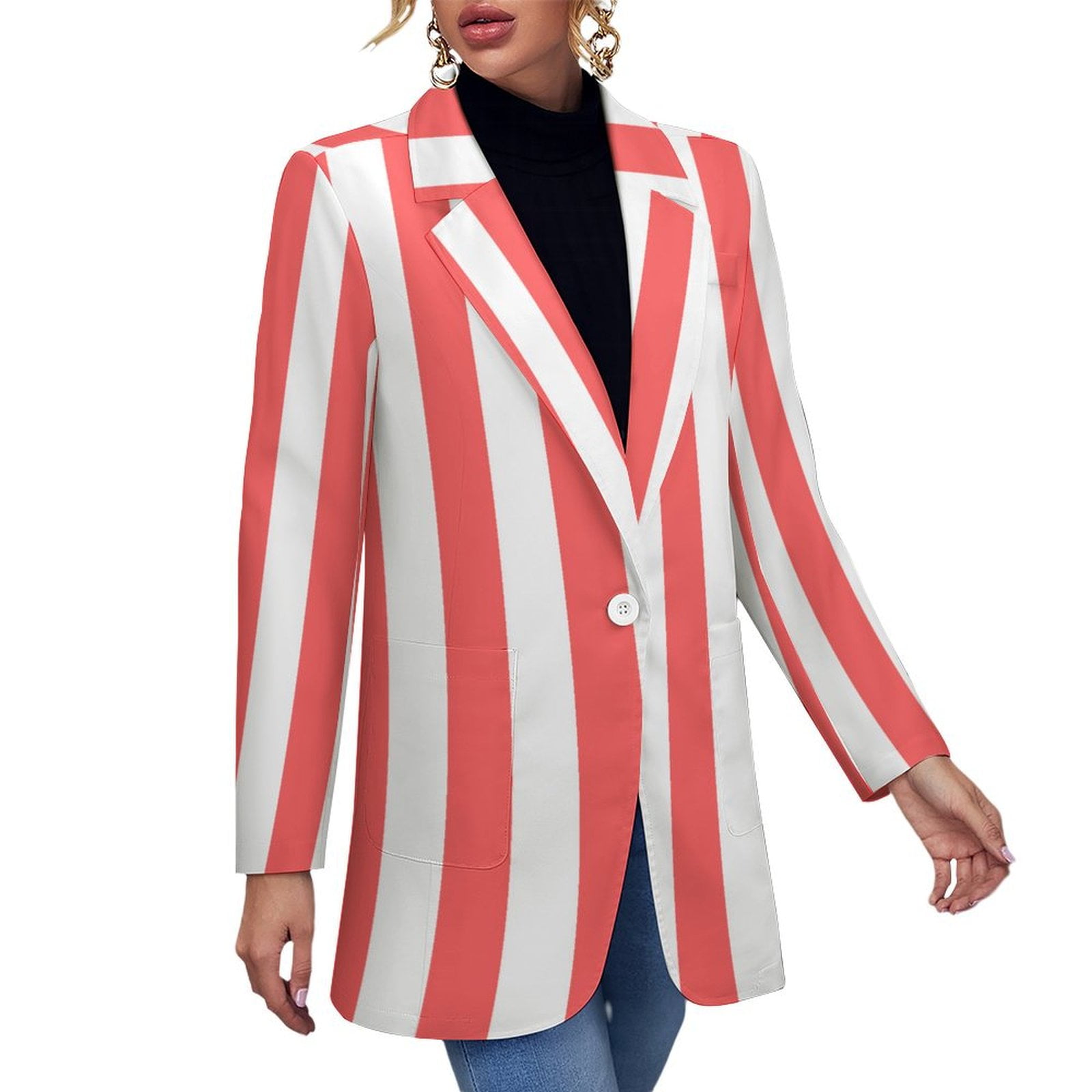 Aesthetic Antique Pink And White Vertical Woman Casual Loose Suits ...