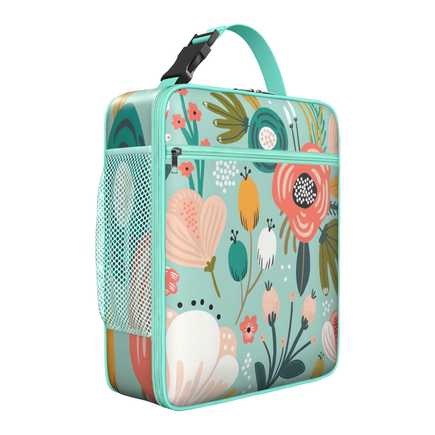 Aesthetic Artistic Floral Lunch Box Tote, Vintage Boho Insulated Bag ...
