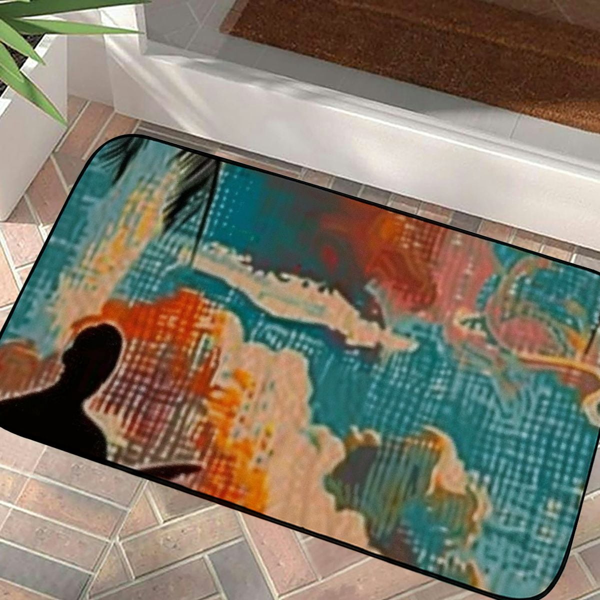 Aesthetic Beach Door Mat Pretty Coastal Landscape Sailboat Palm Tree ...