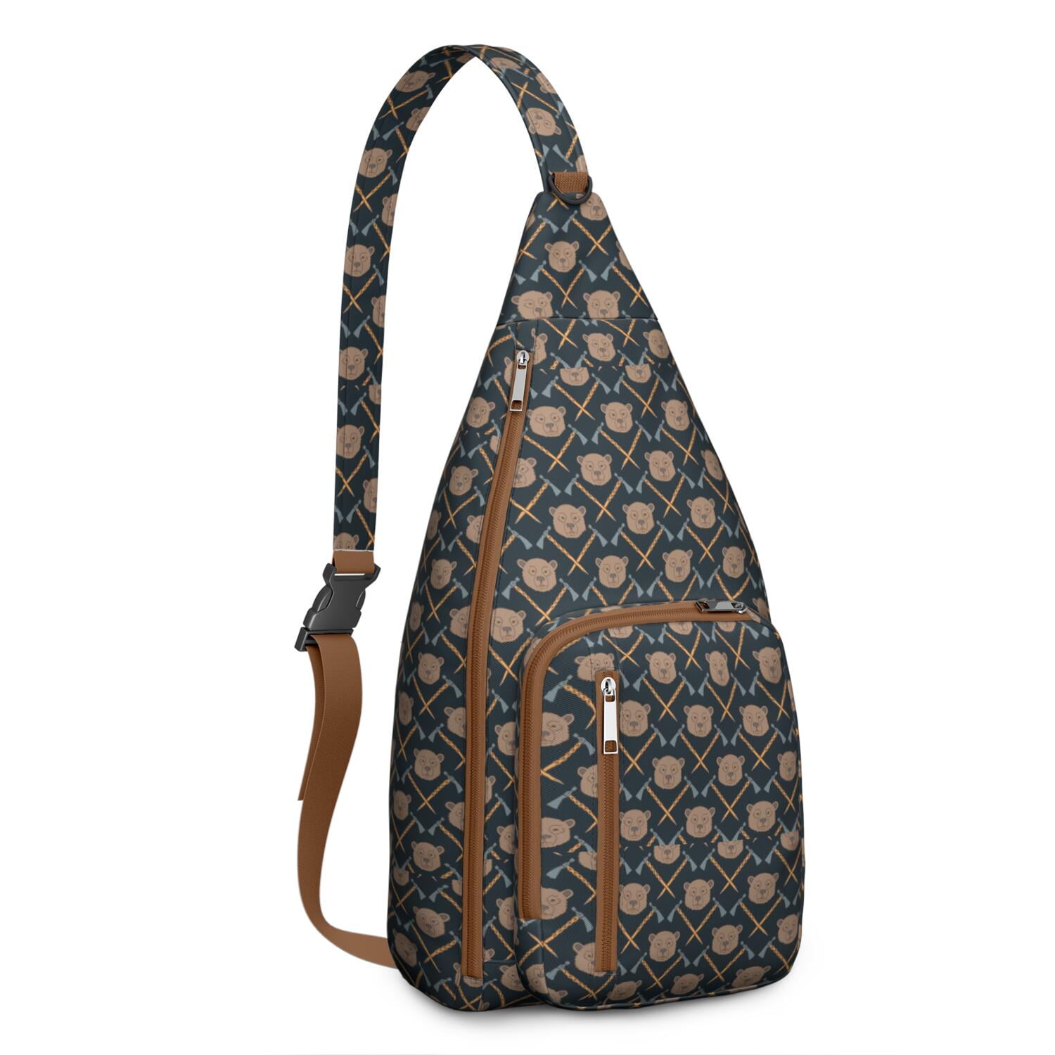 Aesthetic Bear Crossbody Bag - Artistic Wild Bear Print Sling Pack ...