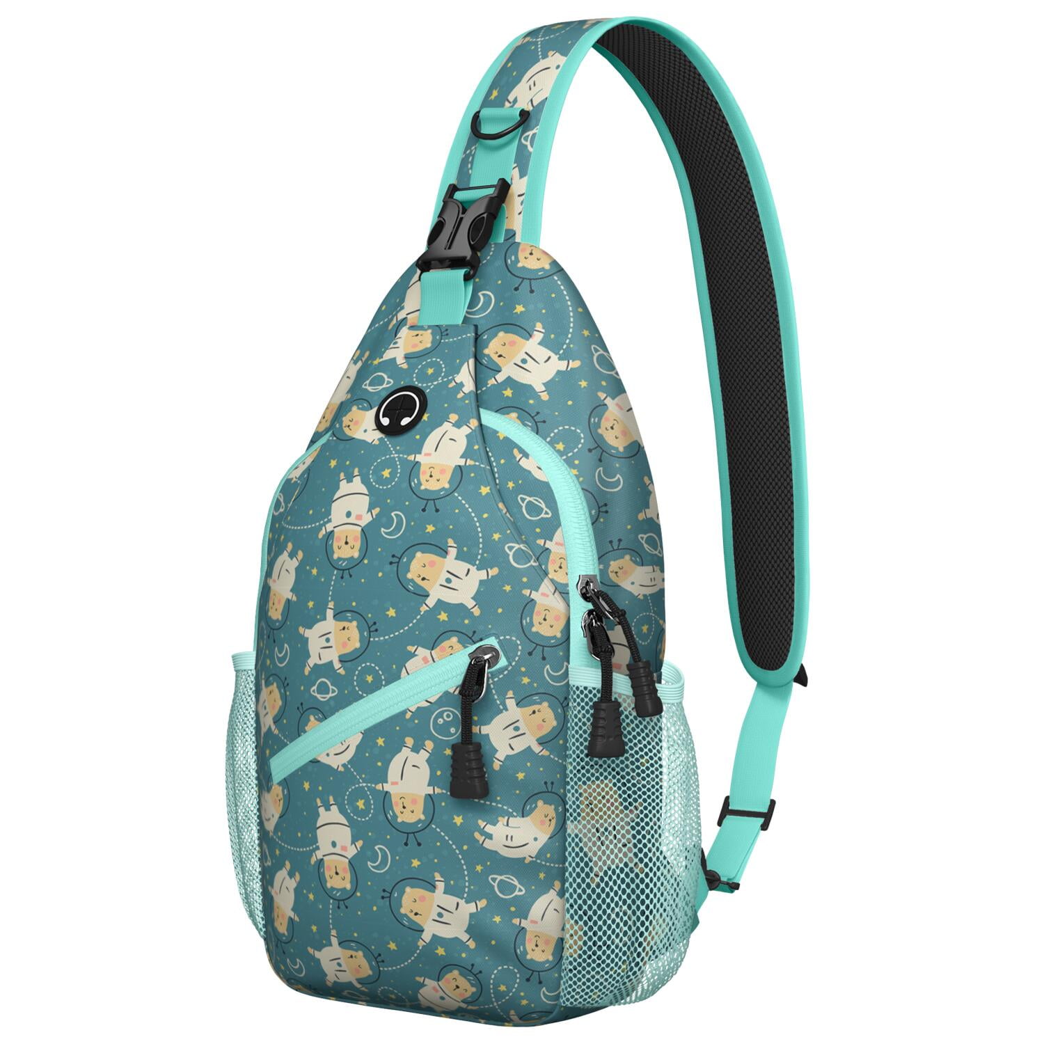 Aesthetic Bear Sling Backpack, Cute Brown Bear Print Crossbody Bag ...