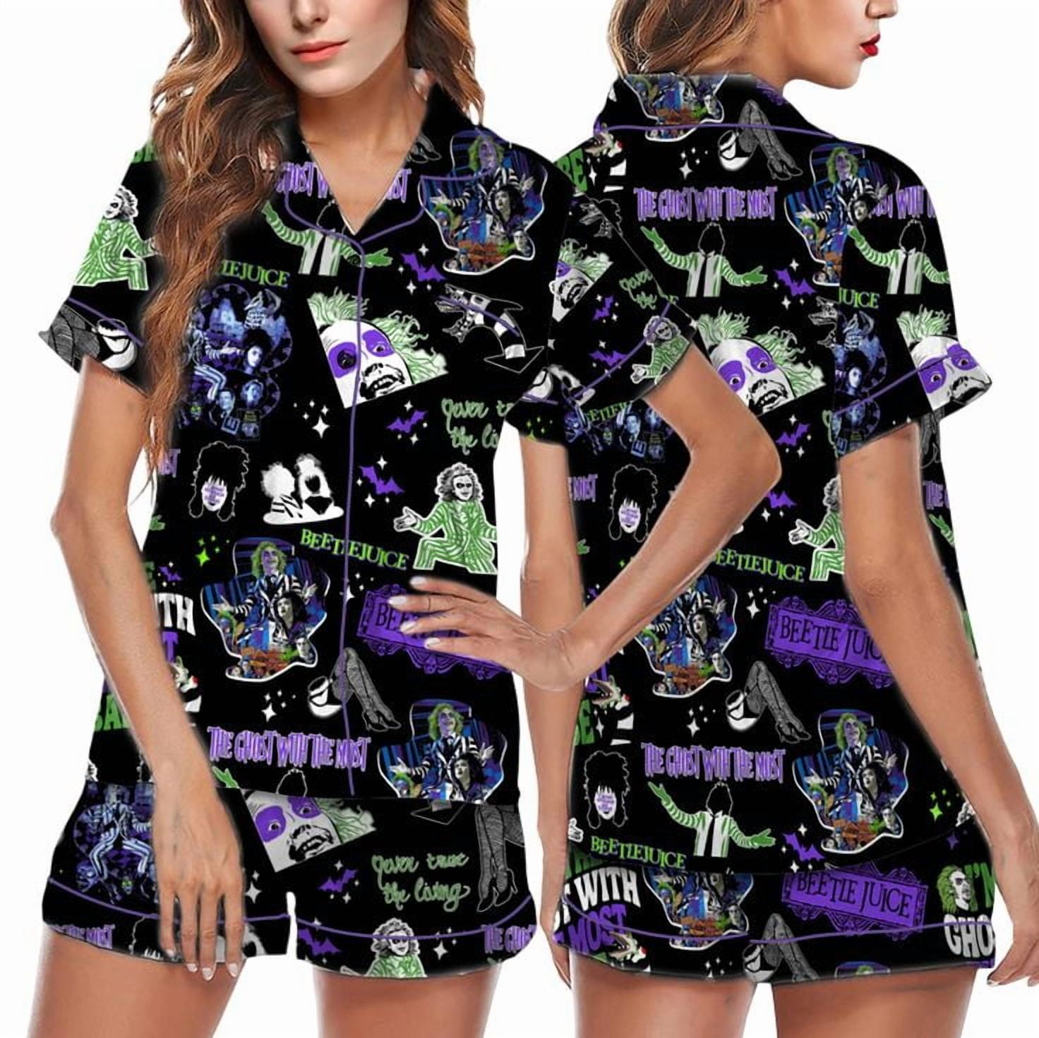 Aesthetic Beetlejuice Horror Movie Vintage Satin Pajama Set - Walmart.com