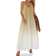 Aesthetic Beige And White Gradient Sleeveless Dress Loose Women's Dress Dresses Luxury Evening ...