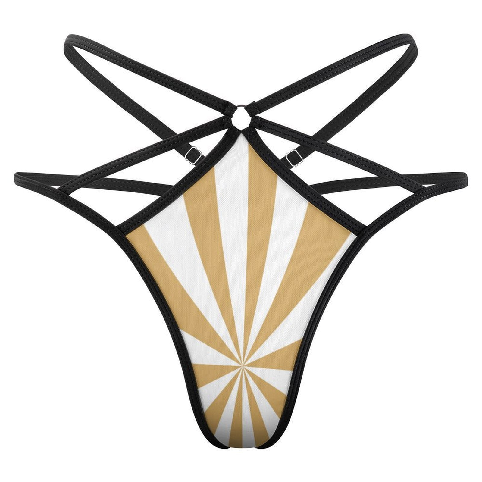 Aesthetic Beige And White Sunburst Open Type Women's Panties Crotch ...