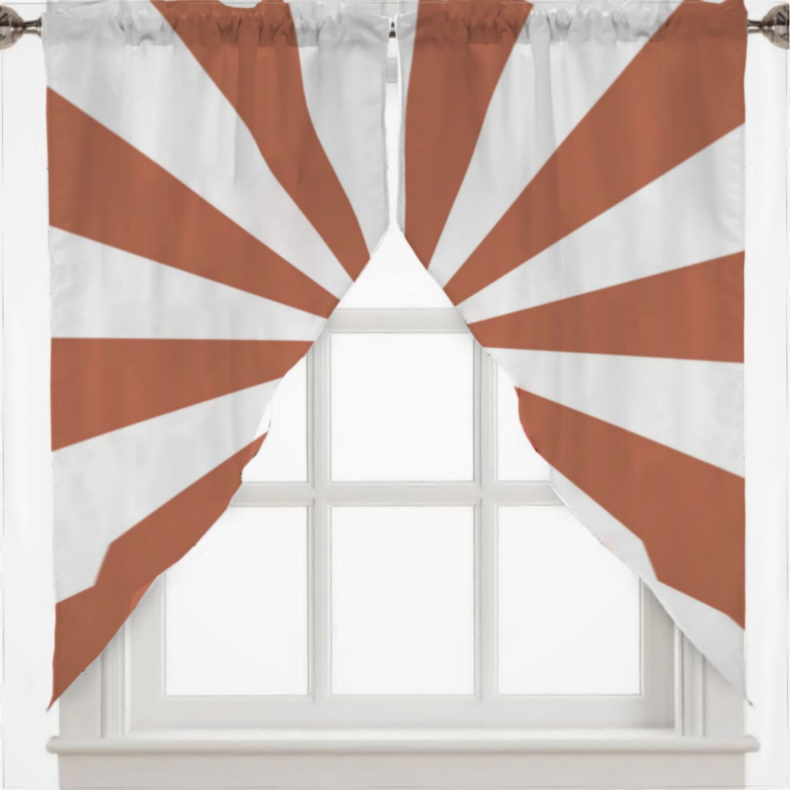 Aesthetic Beige Red And White Sunburst Swag Valances For Windows 2 Pack ...