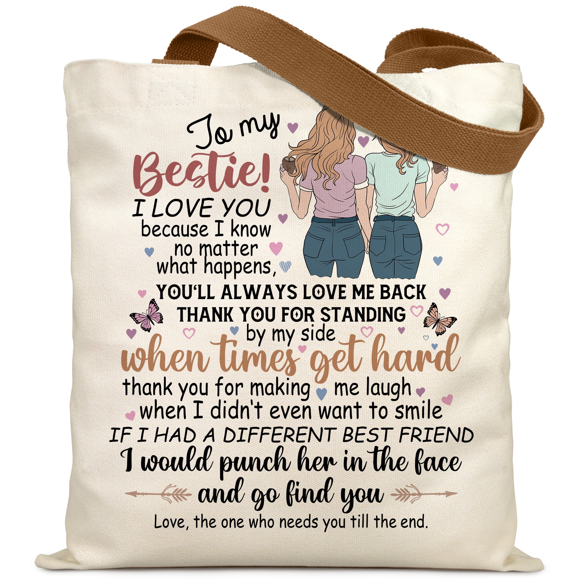 Aesthetic Best Friend Canvas Tote Bag Stylish Bestie Bag for Women Chic ...