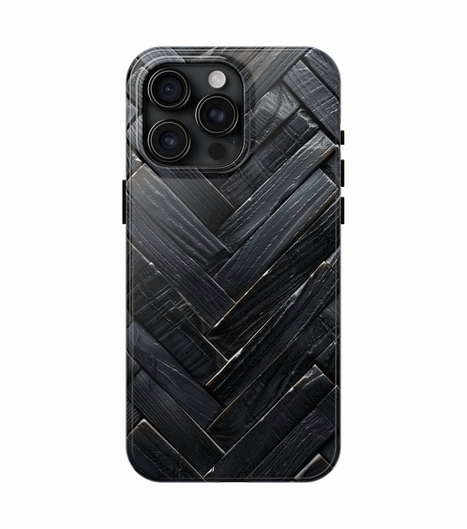 Aesthetic Black Herringbone Texture Phone Case for iPhone 11-17 Pro Max ...
