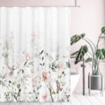 Aesthetic Blooming White Floral Shower Curtain Sets, Watercolor Pink ...