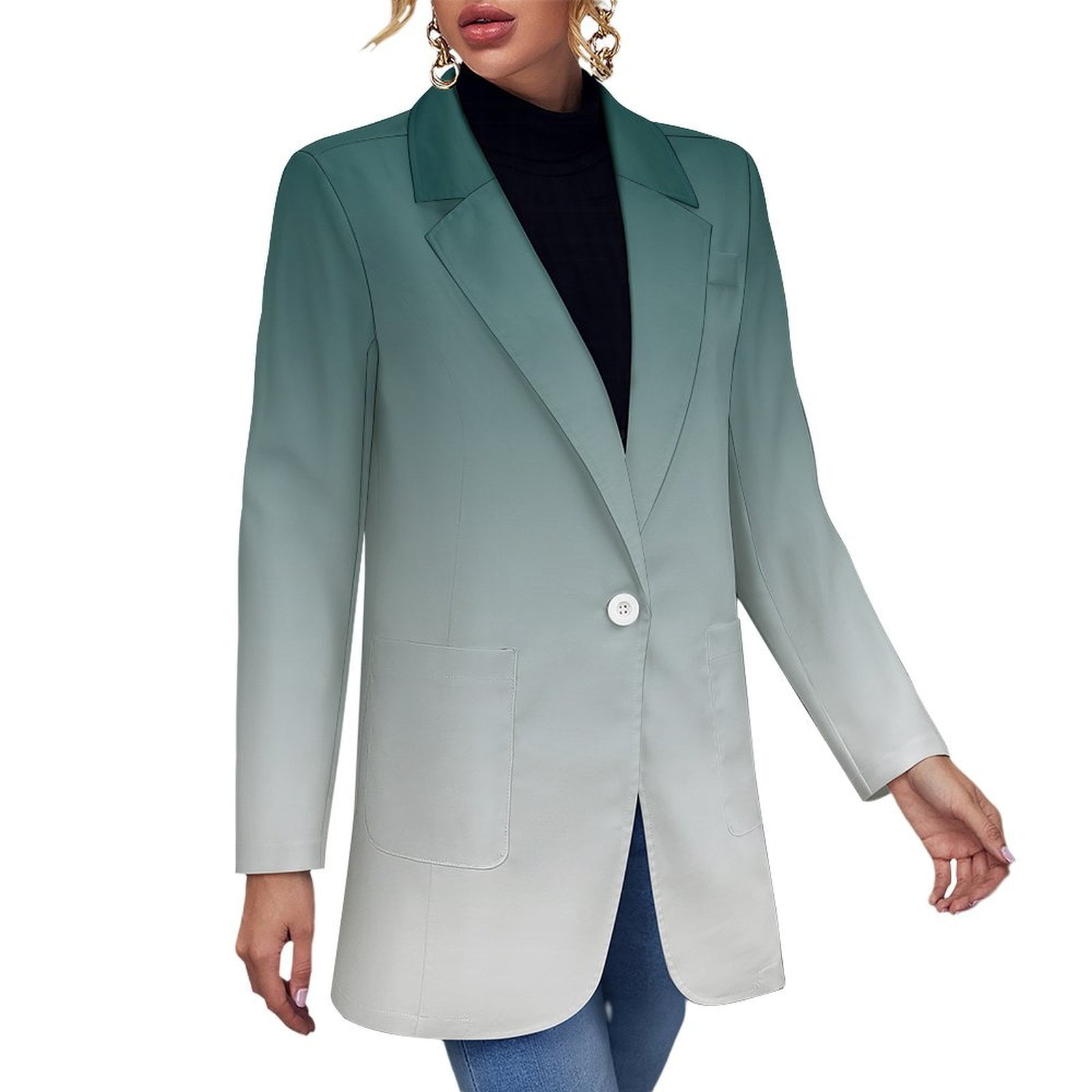 Aesthetic Blue Green And White Gradient Woman Casual Loose Suits Summer ...