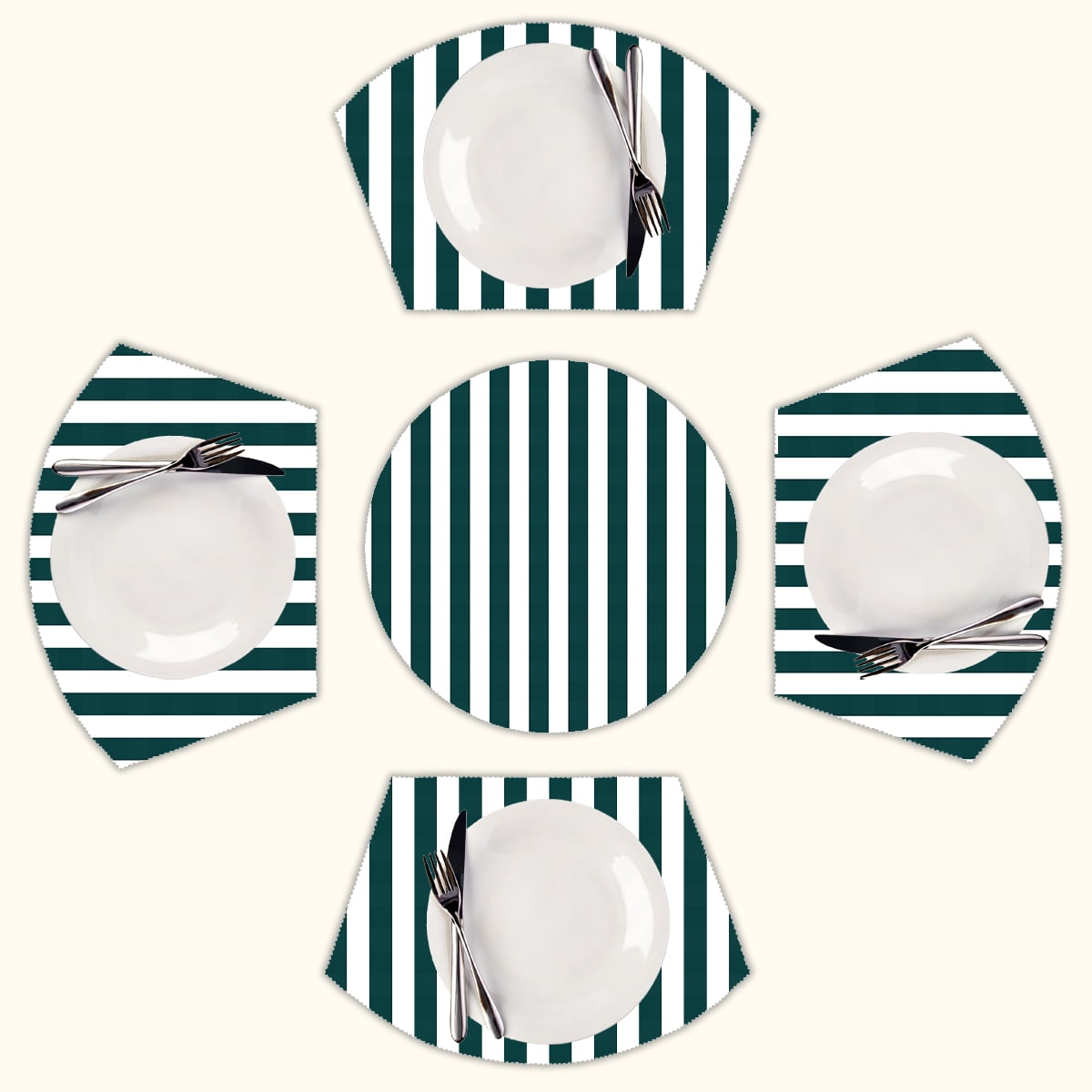 Aesthetic Blue Green and White Vertical Round Table Placemats Set Of 5 ...