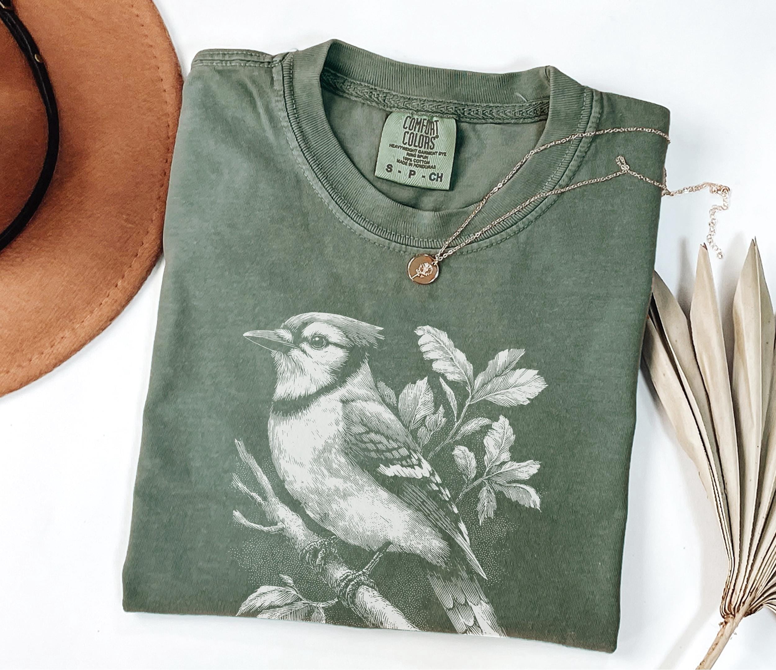 Aesthetic Blue Jay Bird Graphic Comfort Colors Soft Feel Shirt ...