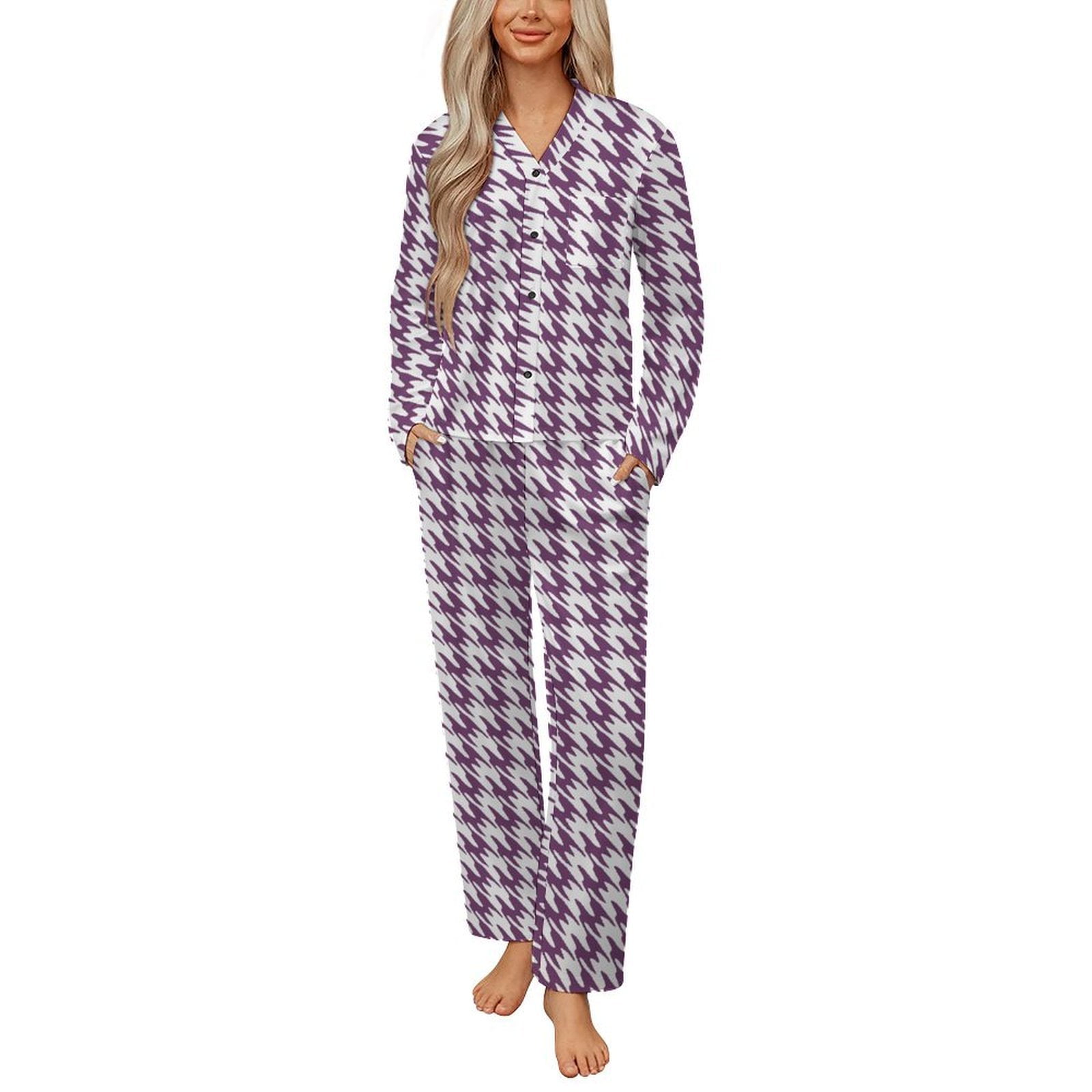 Aesthetic Blue Lilac And White Ripple Womens Pyjamas Set Button Up ...
