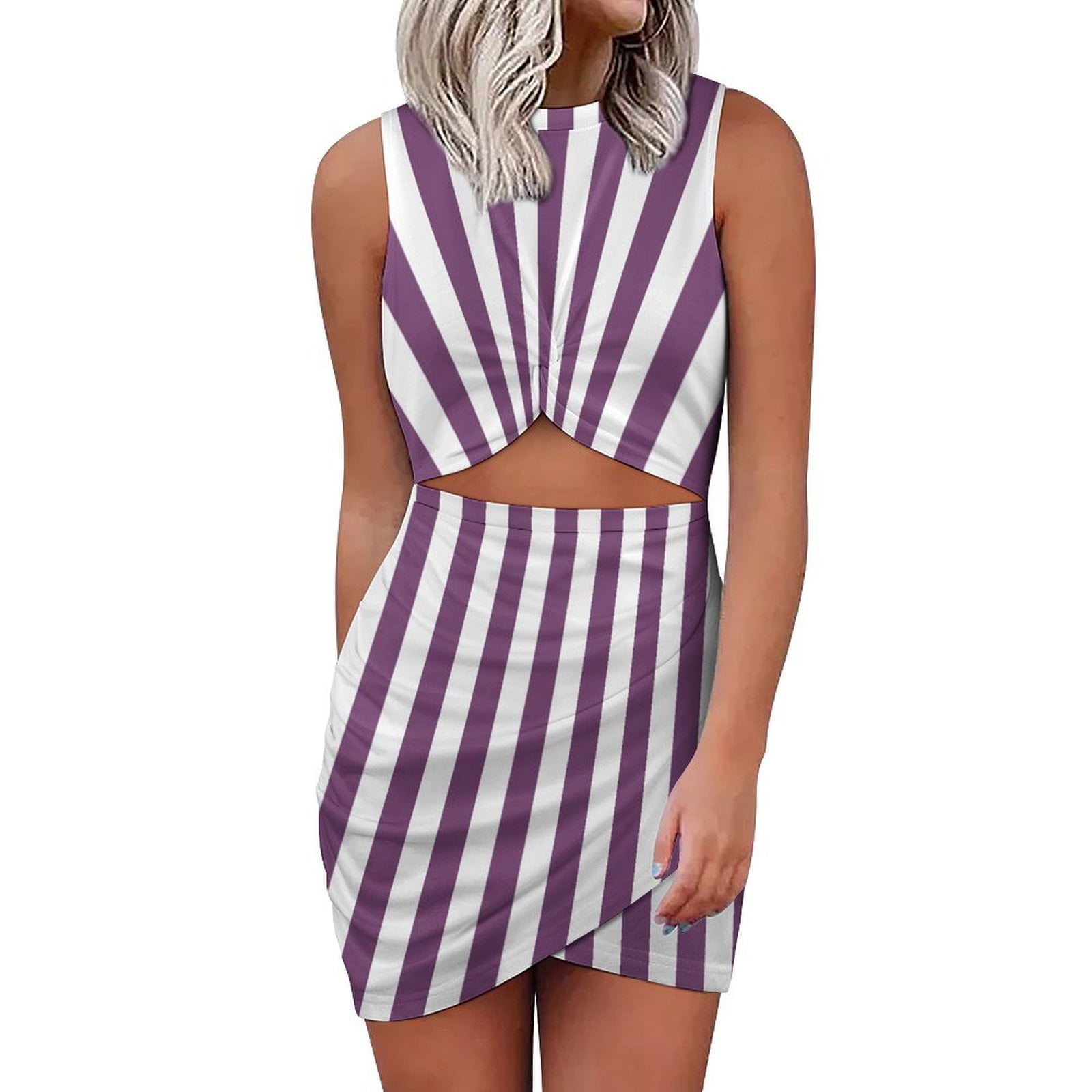 Aesthetic Blue Lilac And White Vertical Women's Crossover Slim Hip ...