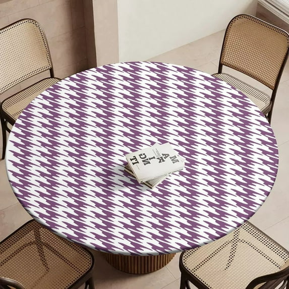 Aesthetic Blue Lilac And White Ripple Round Table Cover Kitchen Printed ...