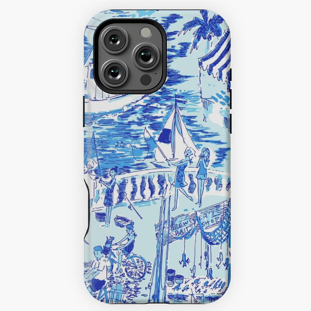 Aesthetic Blue Ocean Wave Phone Case for iPhone 16 15 14 13 12 11 Pro ...