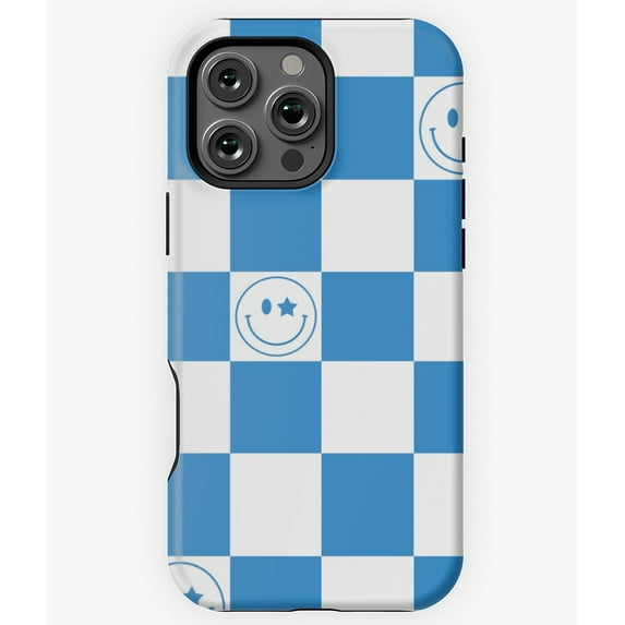 Aesthetic Blue and White Checker N7283 Phone Case for iPhone 17 16 15 ...