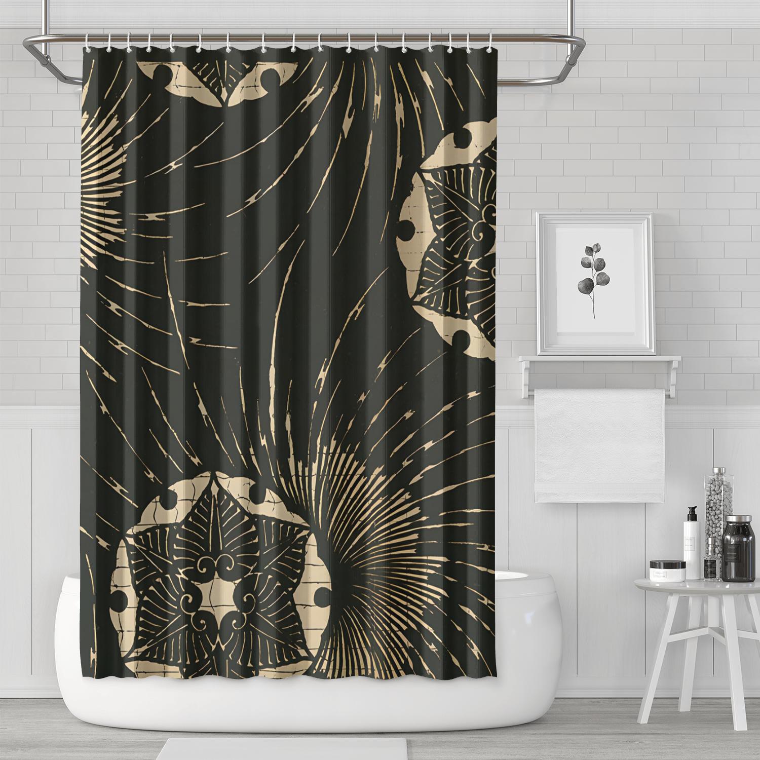 Aesthetic Boho Modern Mid Century (3) Shower Curtains Waterproof Shower ...