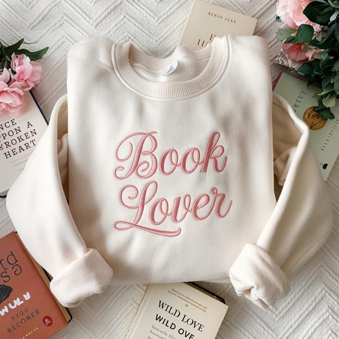 Aesthetic Book Lover Embroidered Sweatshirt, Cozy Crewneck, Literary ...
