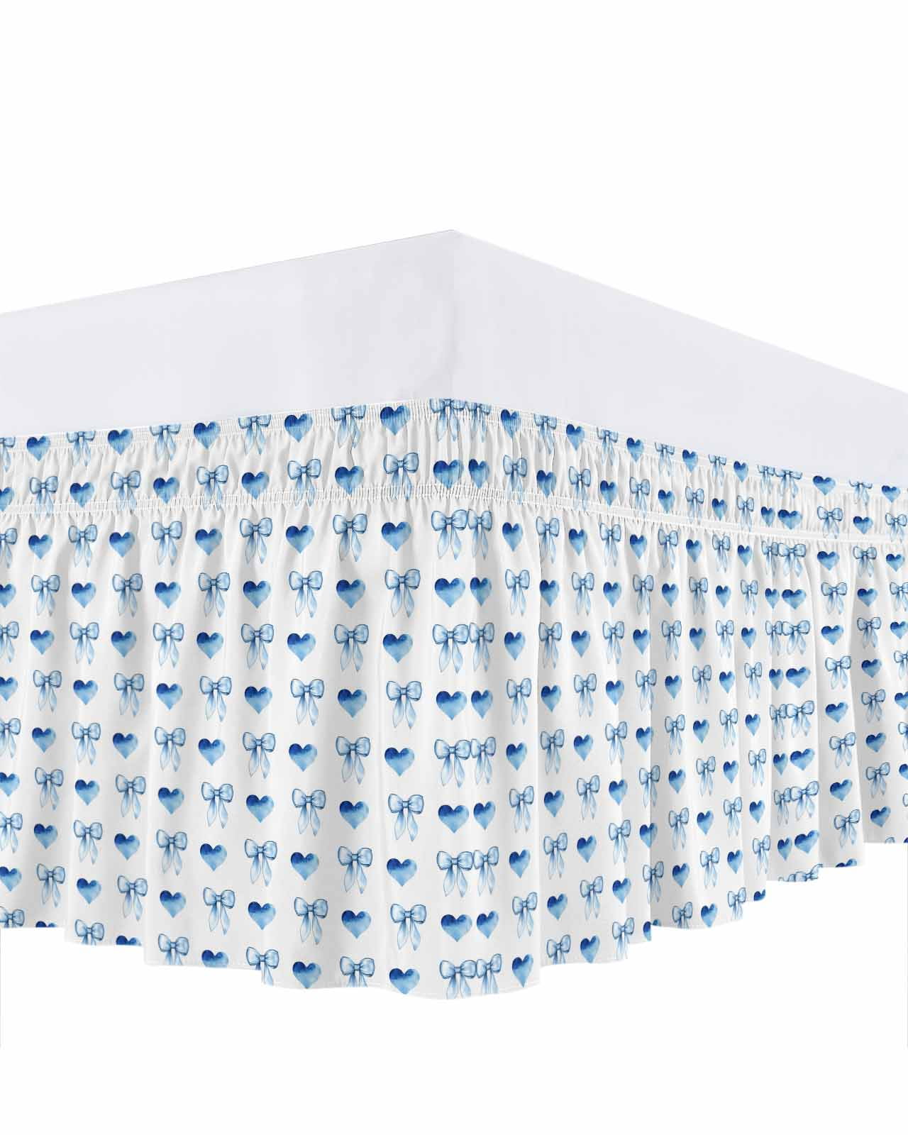 Aesthetic Bow Bed Skirt California King Size 16 Inch Drop, Blue ...