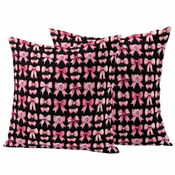 Aesthetic Bows Outdoor Waterproof Pillow Covers Set of 2, Pink Bow Rose ...