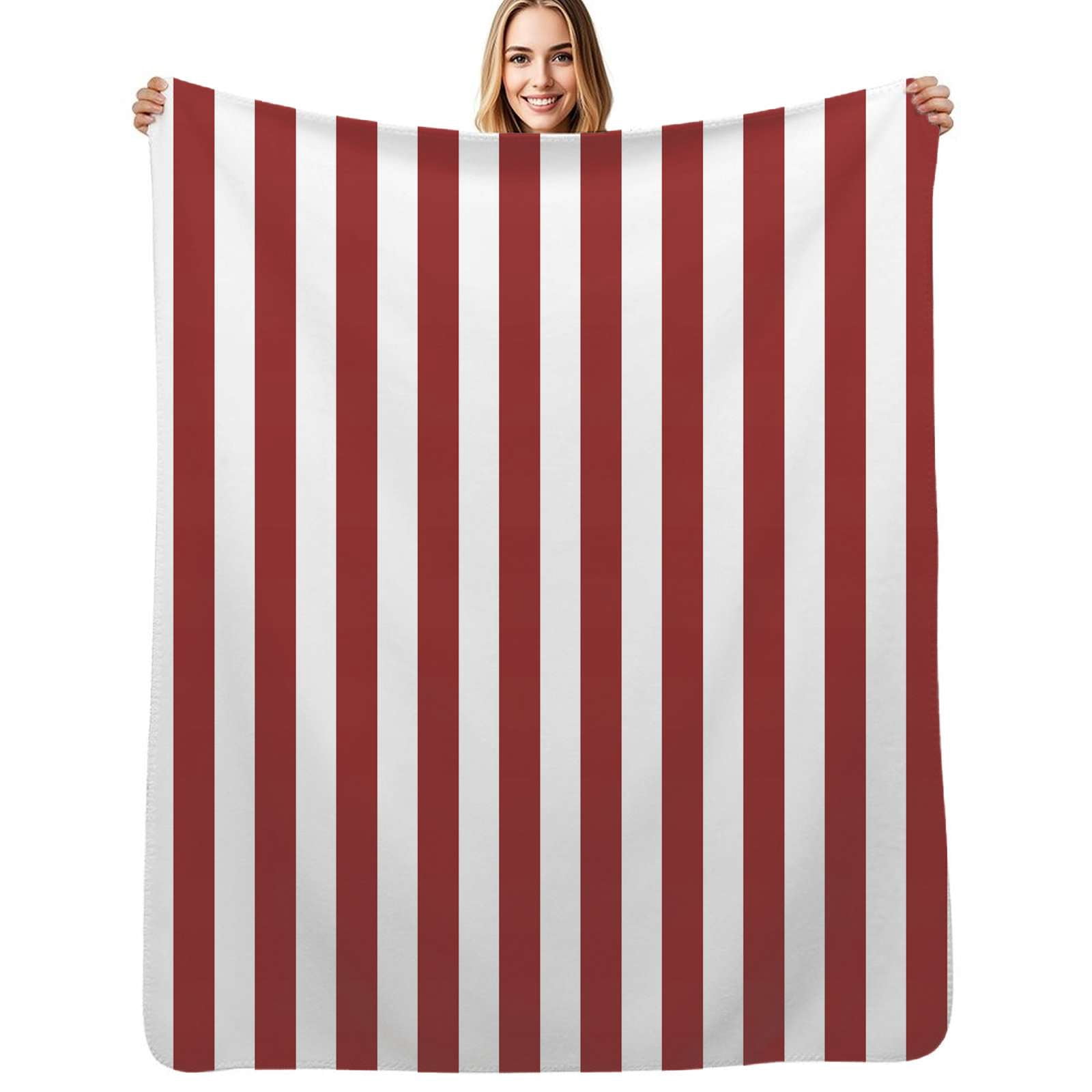 Aesthetic Brown Red and White Vertical Flannel Blankets Soft Throw ...