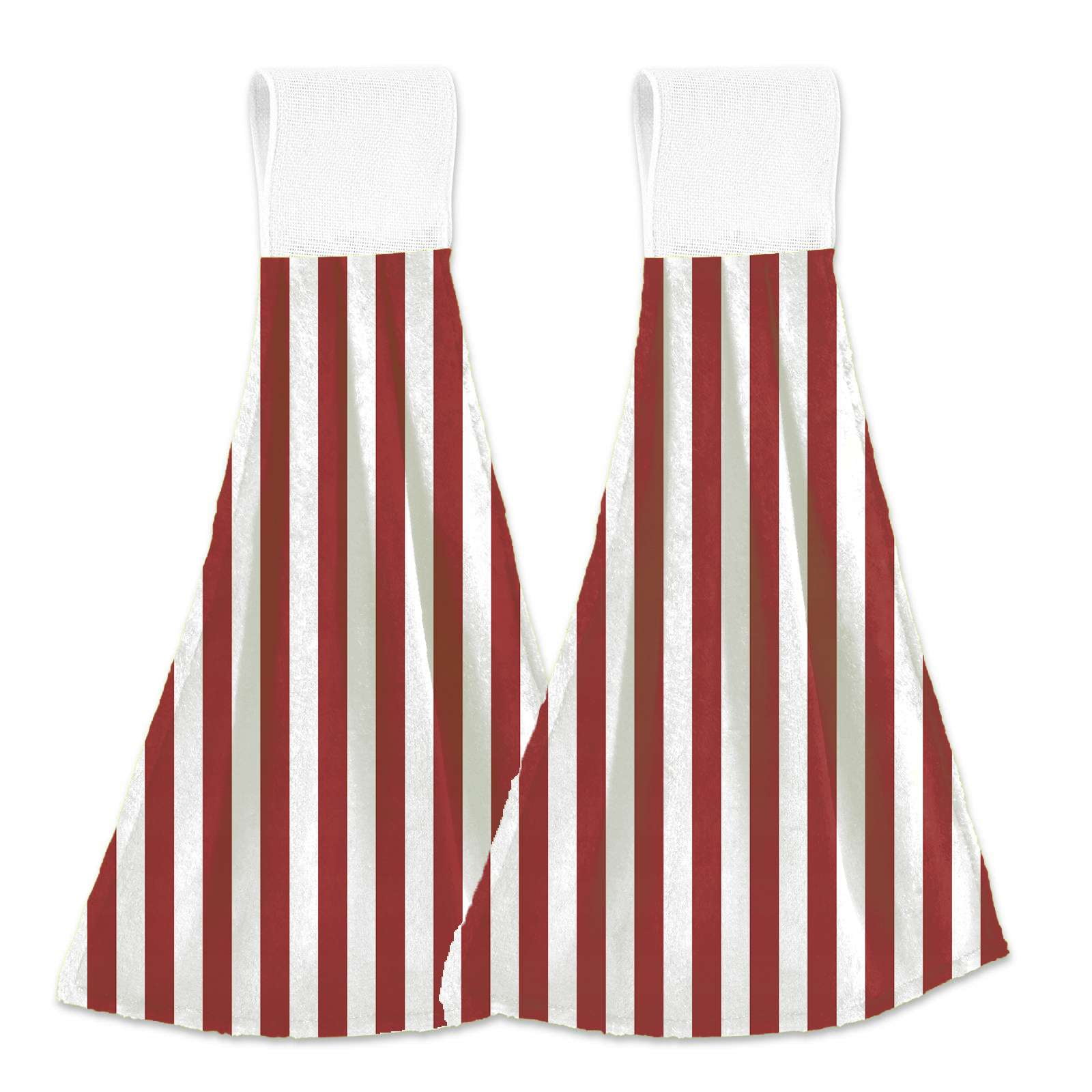 Aesthetic Brown Red and White Vertical Hanging Kitchen Hand Towels Sets ...