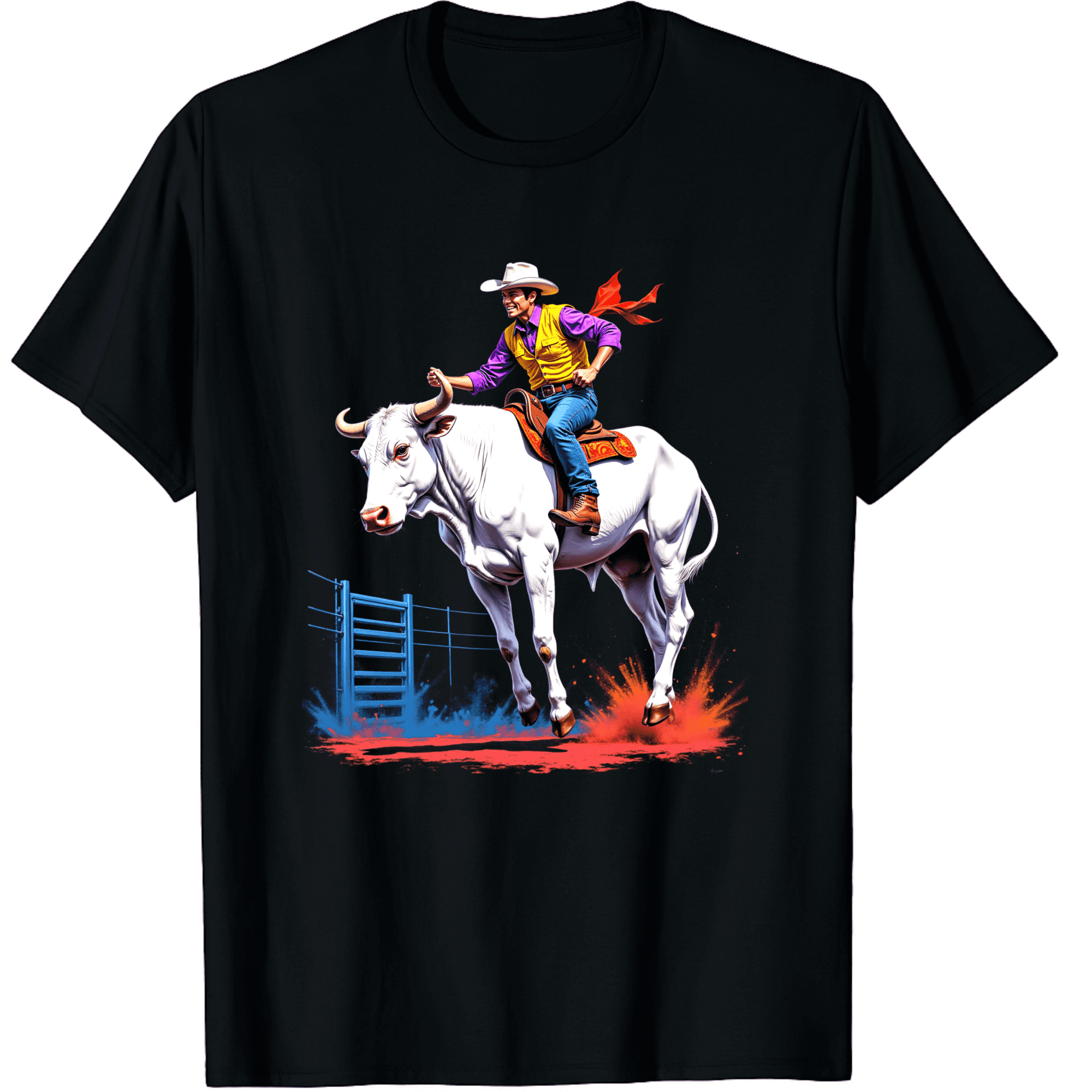 Aesthetic Bull Rider on Athletic Sports Rodeo Bull Riding Graphic Black ...